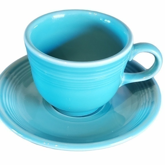 Fiestaware | Kitchen | Fiestaware Coffee Cup Mug And Saucer Aqua Blue ...